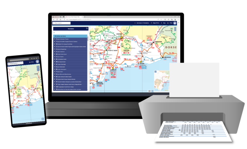 Interactive bus map - Travel Devon